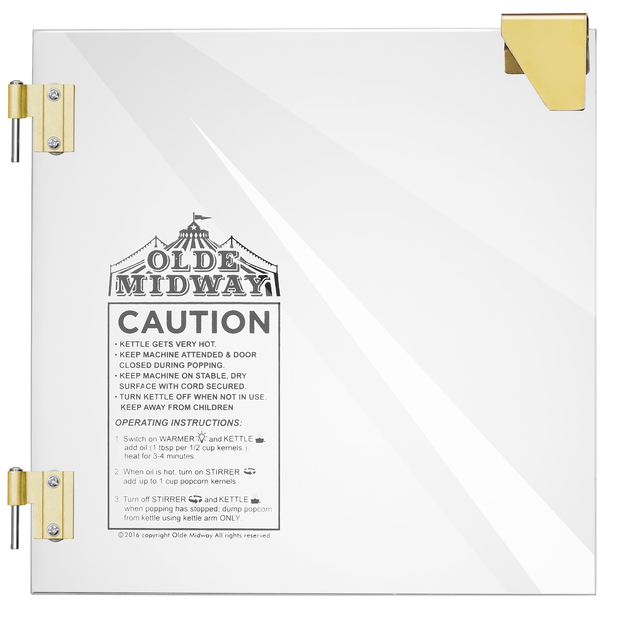 8-Ounce Popcorn Machine Replacement Door with Gold Hardware - Olde Midway